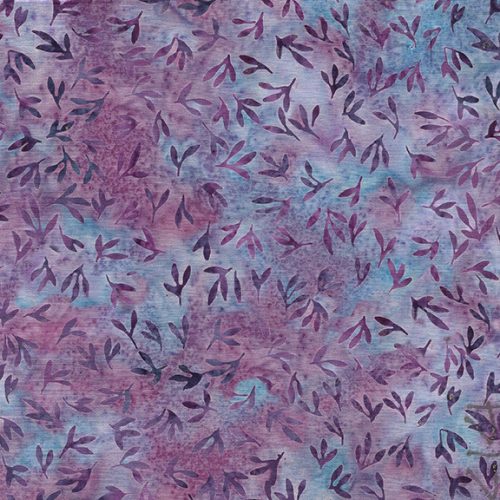 Island Batik English Lavender Mini Leaves Purple Urchin Batik Fabric