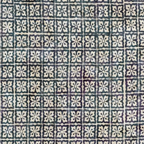 Island Batik Magenta Dusk Square Floral Purple Eggplant Batik Fabric
