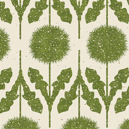 Benartex Wishflower Border Moss Fabric