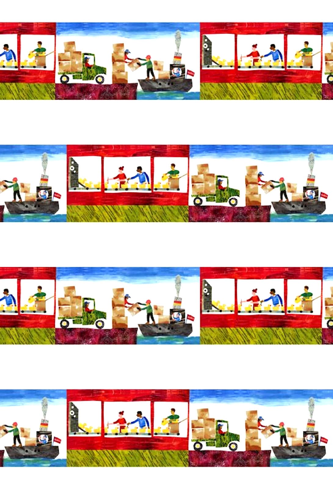 Andover 10 Little Rubber Ducks Border White Fabric ONLINE PURCHASE ONL