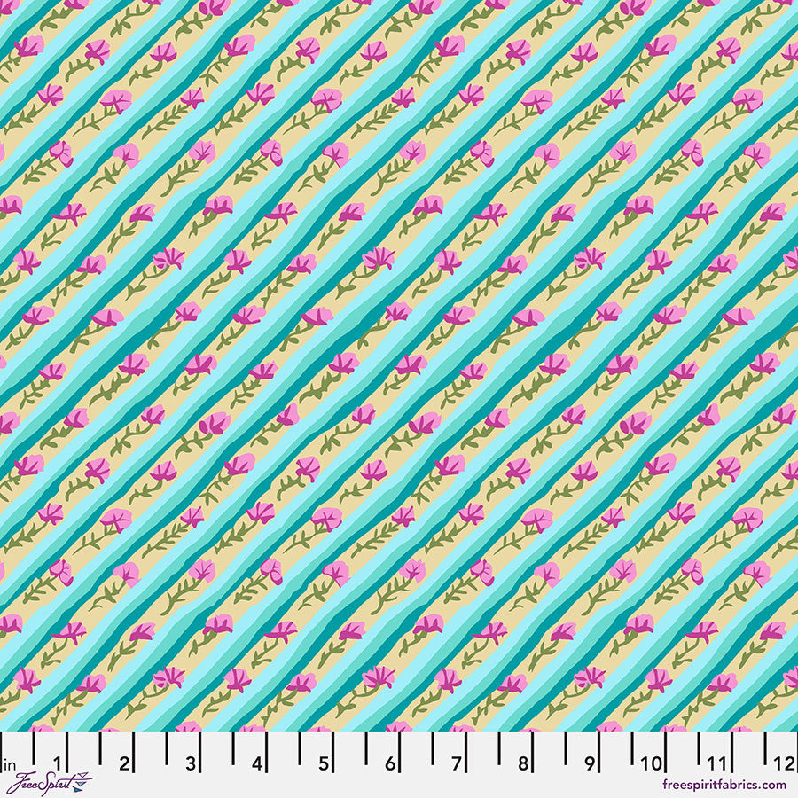 Kaffe Fassett Diagonal Poppy Duck Egg Fabric