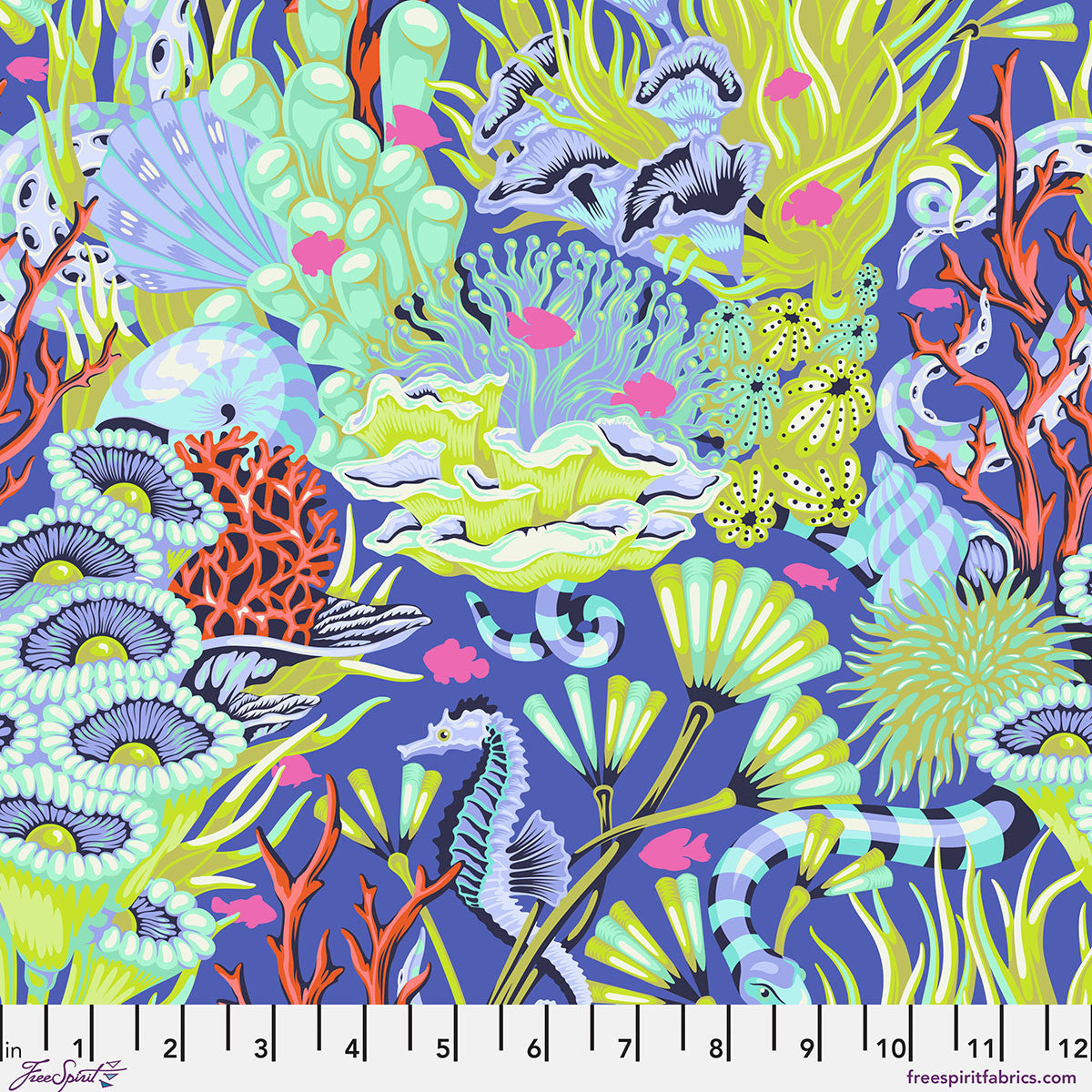 PREORDER Tula Pink Floral Reef Reef What You See Marine Fabric