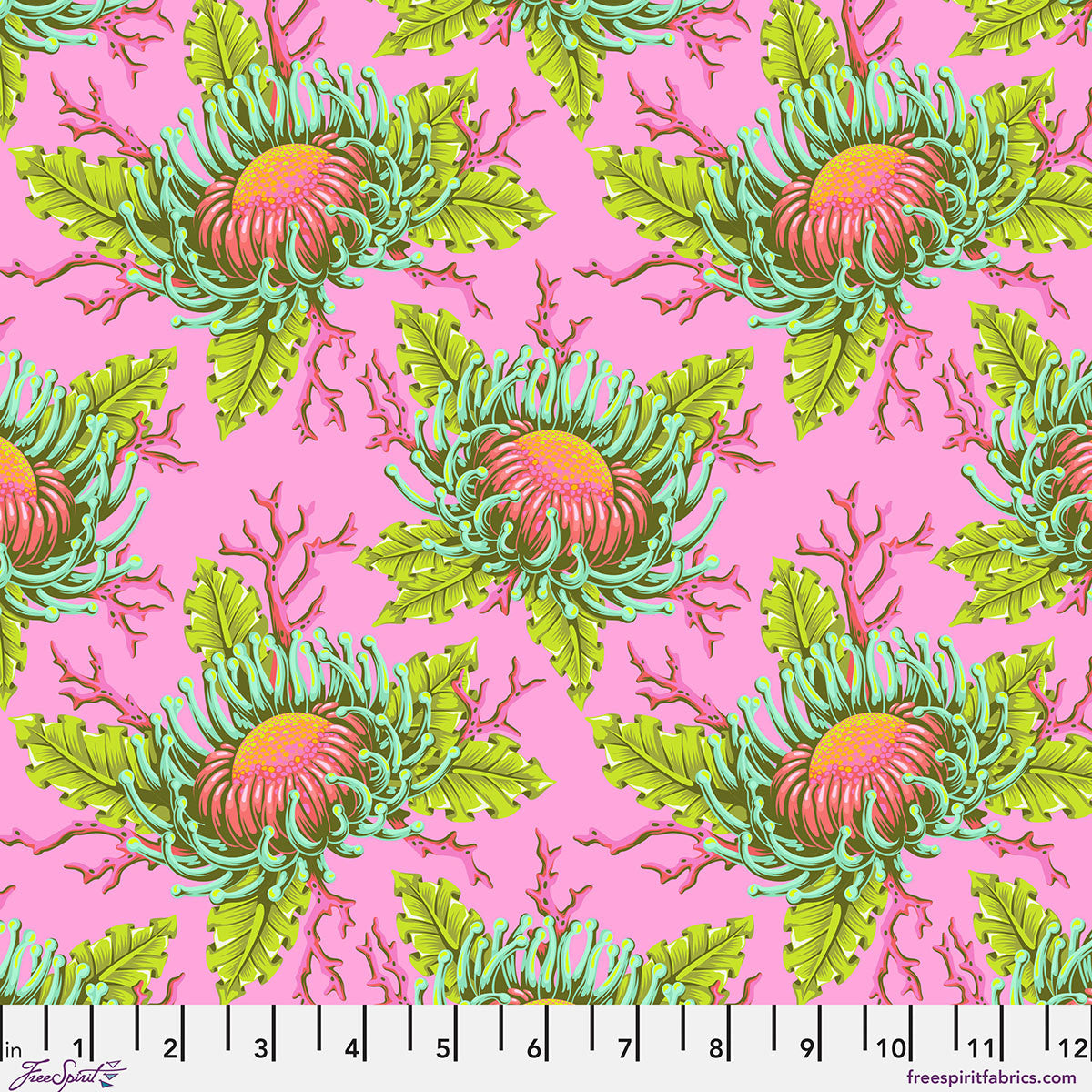 PREORDER Tula Pink Floral Reef Friends And Anemones Coralline Fabric