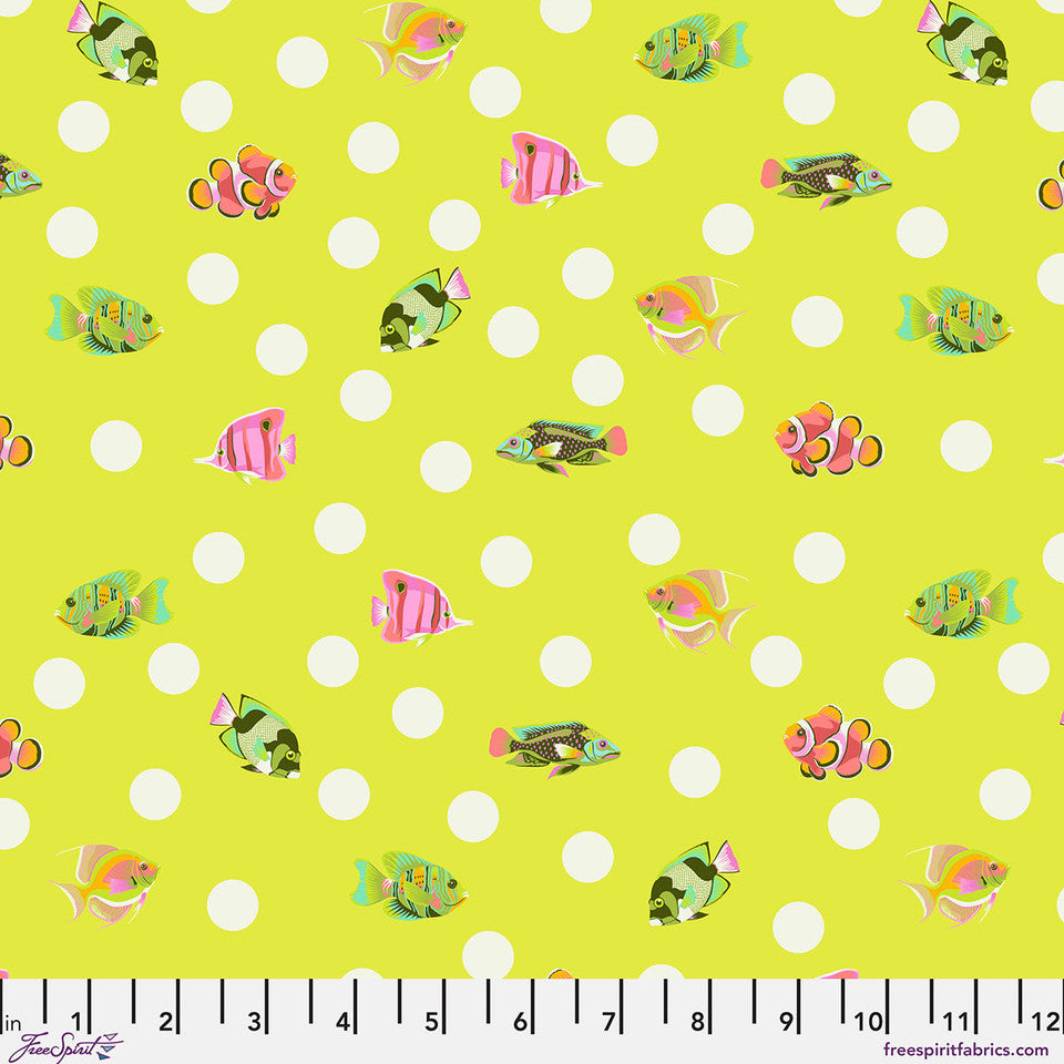 PREORDER Tula Pink Floral Reef School Crossing Seagrass Fabric