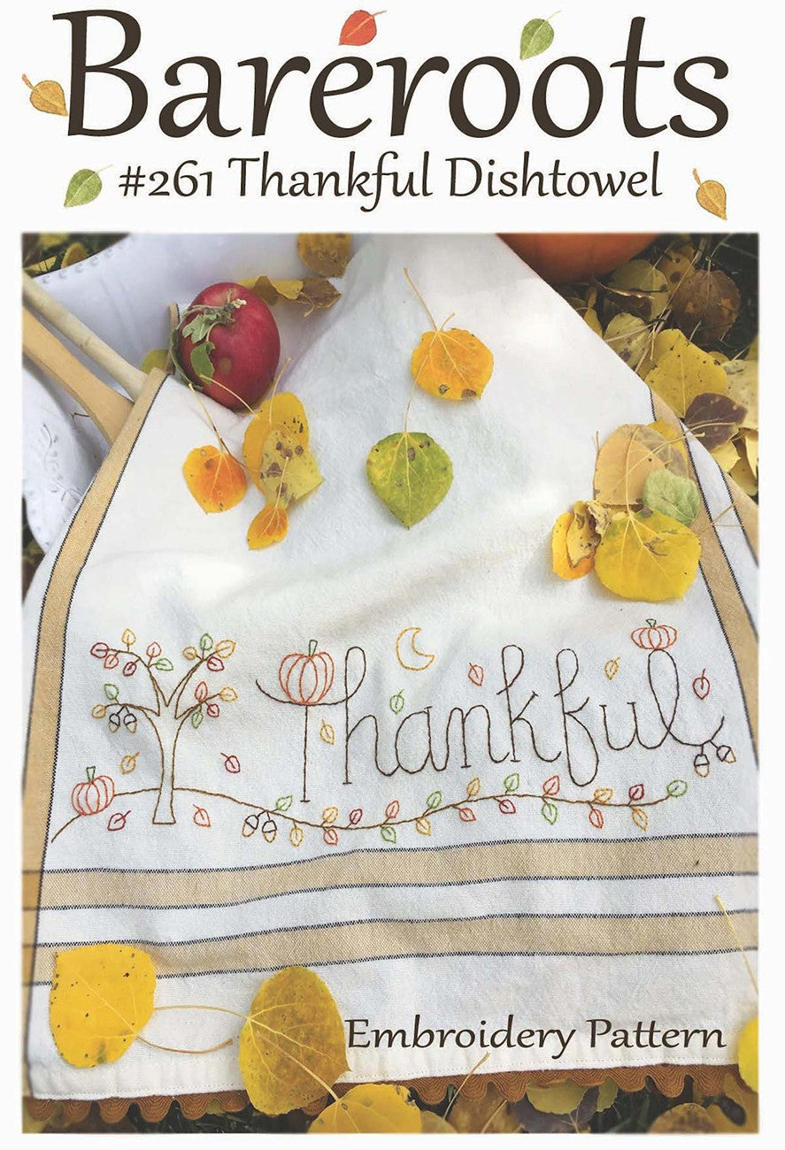 Bareroots Thankful Dishtowel Embroidery Pattern